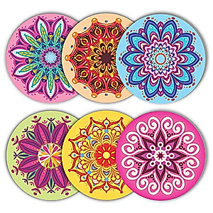 PARTH IMPEX Mandala Stickers Seals Labels - (Pack of 120) 2" Large Round Decals for Wall Laptop Water Bottles Holiday Greeting Cards Gift Envelopes Boxes