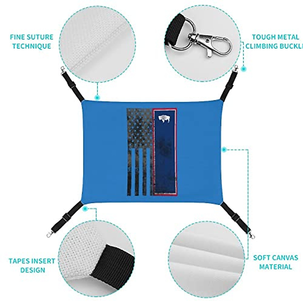 USA Wyoming State Flag Pet Hammock Comfortable Adjustable Hanging Bed for Small Animals Dogs Cats Hamster