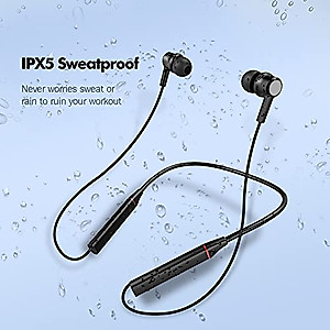 Bluetooth Earbuds, Doss Style N10 Bluetooth Neckband In-Ear Headphones with Clear Sound, 12H Playtime, IPX5 Sweatproof, Comfortable and Lightweight Wireless Earbuds for School, Indoor, Outdoor- Orange