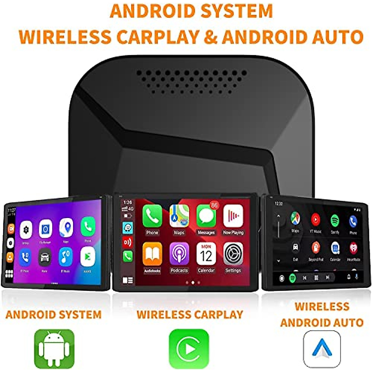 Binize Android 12 Multimedia Video Box Support Wireless Carplay&Android Auto, Carplay AI Box Carplay Streaming Support YouTube,Netflix