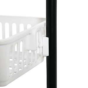 Household Essentials Household Essentials Over the Door Basket Storage Rack, White and Black