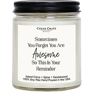 Sometimes You Forget That You are Awesome | Thank You Candle Gifts | Gifts for Coworkers Women | Friends Birthday Candle Gifts | Friendship Gift | Best Boss Day Candle Gift | USA Made