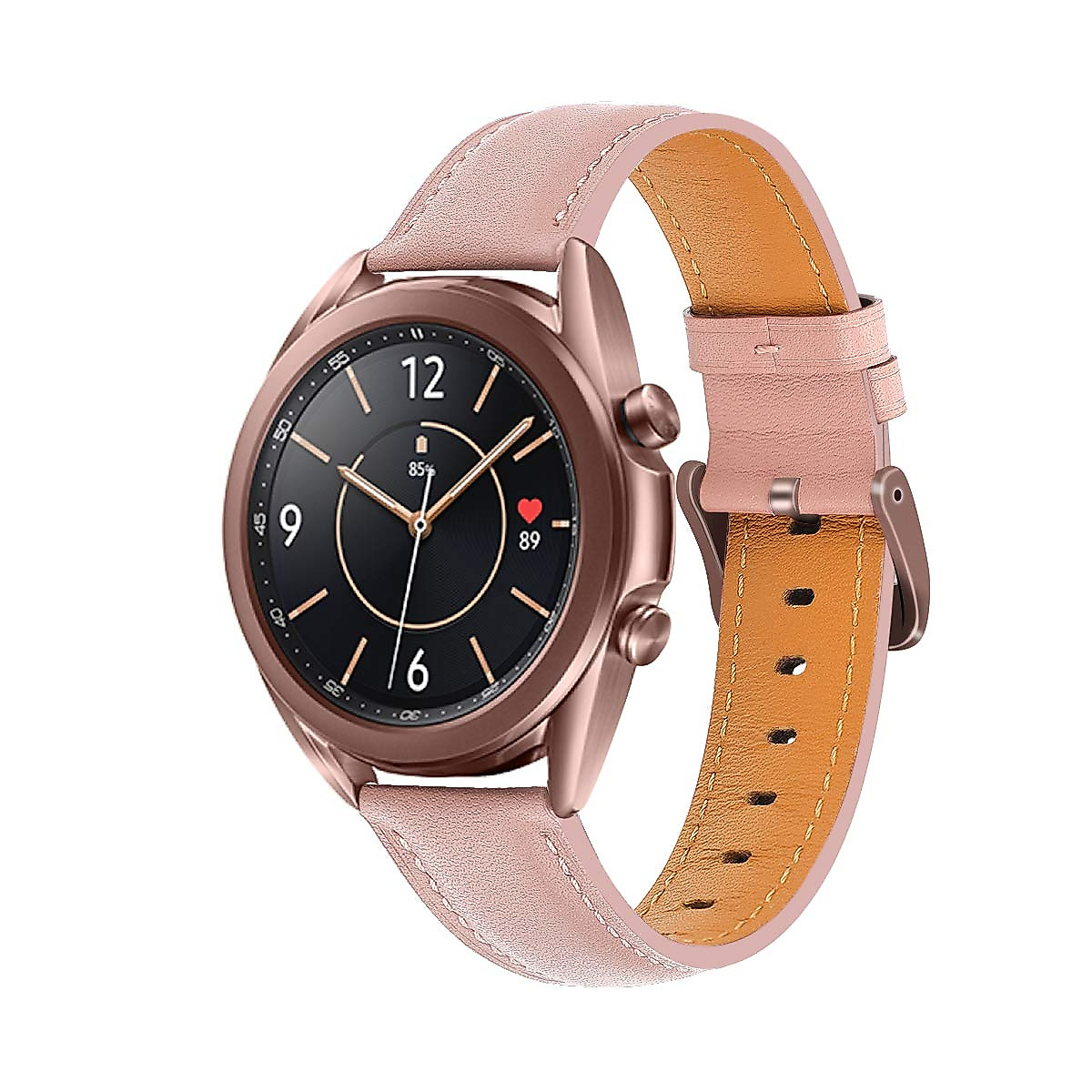Genuine Leather Bands Compatible with Galaxy Watch 3 41mm/45mm,Woman Man 20mm/22mm Wristband Quick Release Strap for Galaxy Watch 42mm/Watch 4 Classic/Watch 46mm Smartwatch