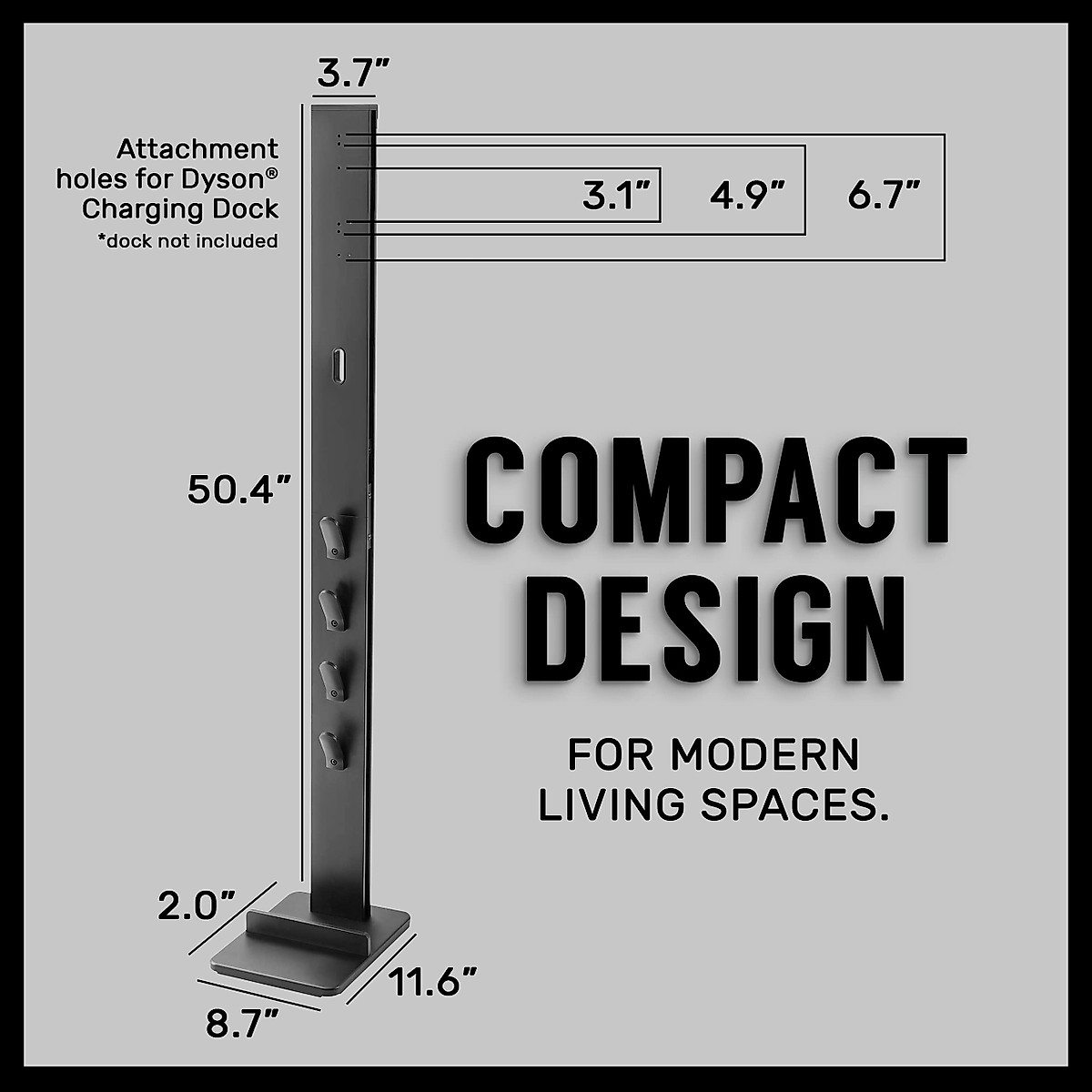 TechOrbits Docking Station Organizer - Vacuum Stand and Attachment Holder, Compatible with Cordless Dyson Vacuum Cleaner V12, V11, V10, V8 and V7 Models & Accessories