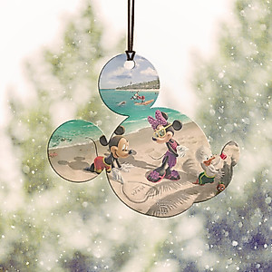 Disney – Mickey and Minnie Mouse in Florida – Passport to Adventure – Thomas Kinkade Studios - 4” x 3.5” Mickey Ears Shaped Hanging Acrylic Print Accessory – Officially Licensed Collectible