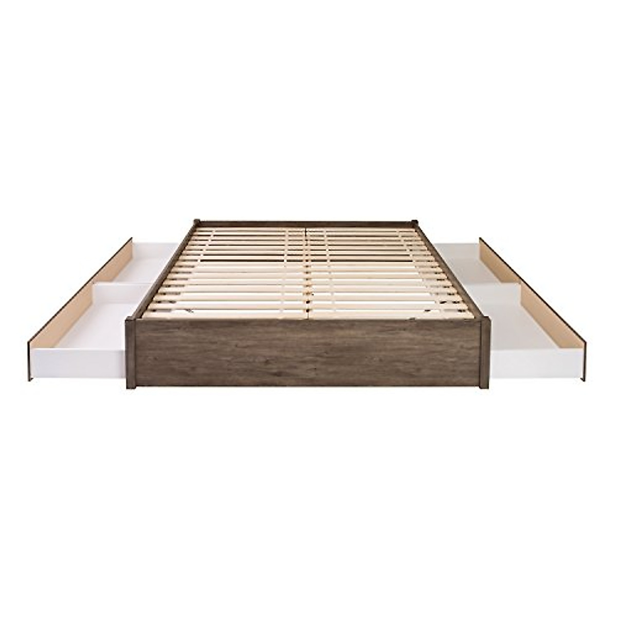 Prepac Select King 4 Post Platform Storage Bed With 4 Drawers, 83" L x 79" W x 16" H, Drifted Gray