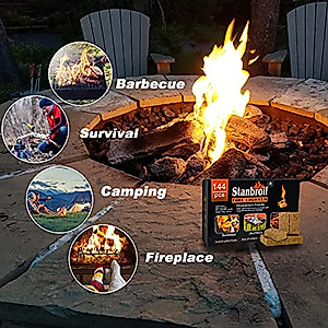 Stanbroil 144 pcs Squares Natural Charcoal Fire Starters Super Fast Lighting Perfect for Barbecue Grills, Smokers, Wood Stove,Campfires and Outdoor Fireplaces