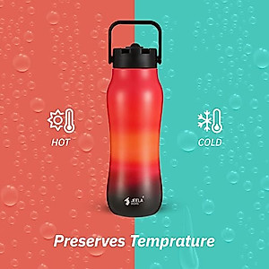 JEELA SPORTS Insulated Water Bottle with Straw - 24oz, Leakproof Stainless Steel Water Bottles, Metal Water Bottle Keeps Water Cold for 24 hours
