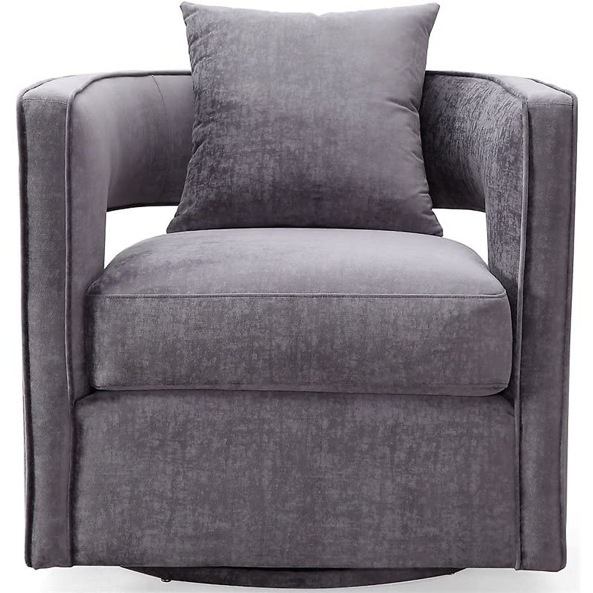 TOV Furniture Kennedy Modern Handmade Velvet Swivel Chair, Gray