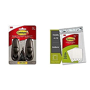 Command Forever Classic Metal Hook, Large, Oil Rubbed Bronze, 2-Hooks (FC13-ORB-2ES), Great for Dorm Decor & Picture Hanging Strips Heavy Duty, Large, White, Holds 16 lbs, 14-Pairs