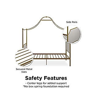 Little Seeds Monarch Hill Clementine Canopy Bed, Twin Size Frame, Gold