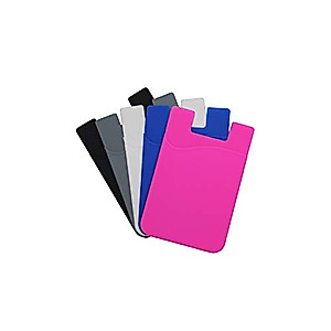 Agentwhiteusa 5 Pack Cell Phone Wallet, Card Holder for Back of Phone, Stick on Wallet (for Credit Card, Business Card & Id) |Compatible with Almost Every Phone| iPhone, Android & Most Smartphones