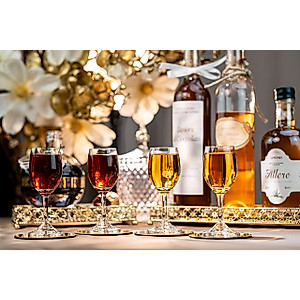 GLASSIQUE CADEAU 2 oz Liquor and Cordial Mini Wine Glasses | Set of 6 | Crystal Stemmed Shot Glasses for Drinking Limoncello, Aperitif, Schnapps, Digestive, After Dinner Drink, Liqueur, Sherry