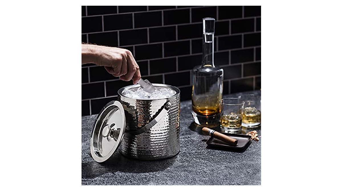 Colleta Home Hammered Ice Bucket - Stylish & Insulated