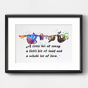 Dignovel Studios 8X10 Unframed Sloth Family of Four Family Motherhood Watercolor Art Print Poster Wall Art Nursery Kids Office Home Decor DN605