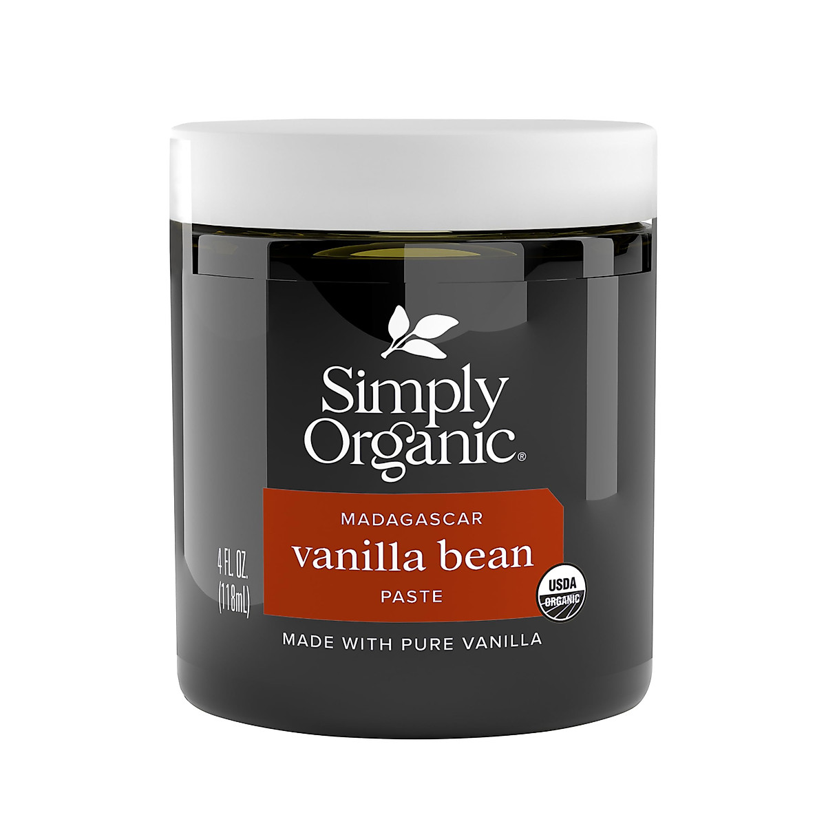 Simply Organic Vanilla Bean Paste, 4 Ounce Jar, Certified Organic, Kosher, Vegan, Non-GMO Rich Soft Paste, Warm Woody Aroma
