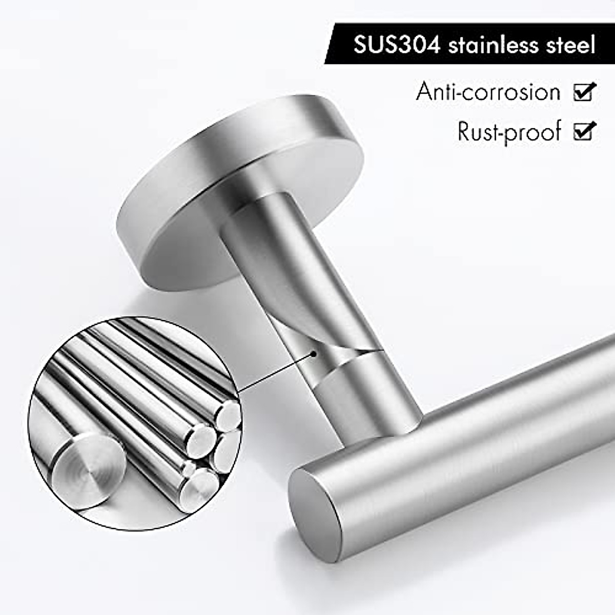 KES 6.7 Inches Hand Towel Bar for Bathroom Towel Holder Kitchen Dish Cloths Hanger SUS304 Stainless Steel RUSTPROOF Wall Mount Brushed Steel, Total Length 9.1 Inch, A2000S23-2
