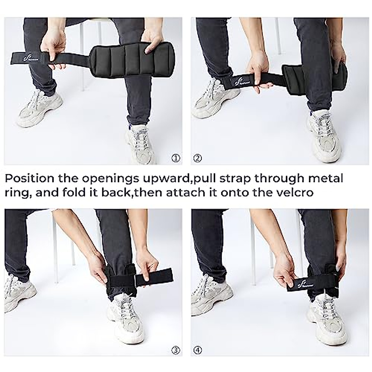 Sportneer Adjustable Ankle Weights 1 Pair 2 4 6 8 10 Lbs Leg Weight Straps for Women Men, Weighted Ankle Weights Set for Gym,Fitness, Workout,Walking, Jogging,1-5 lbs for Each Ankle, 1 Pair 2-10 lbs (Black)