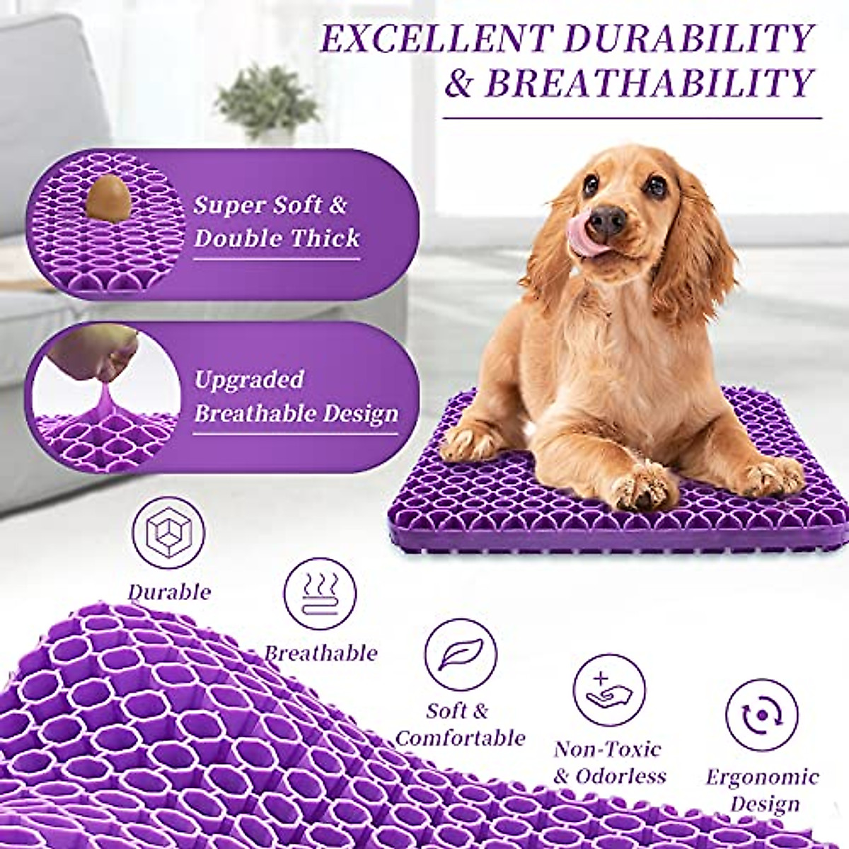 Rongbaor Extra-Large Gel Seat Cushion Chair Cushions for Office Chair, Egg Chair Pillow for Tailbone, Back, Sciatica Pain Relief, Breathable Chair Pad for Car Wheelchair Kitchen