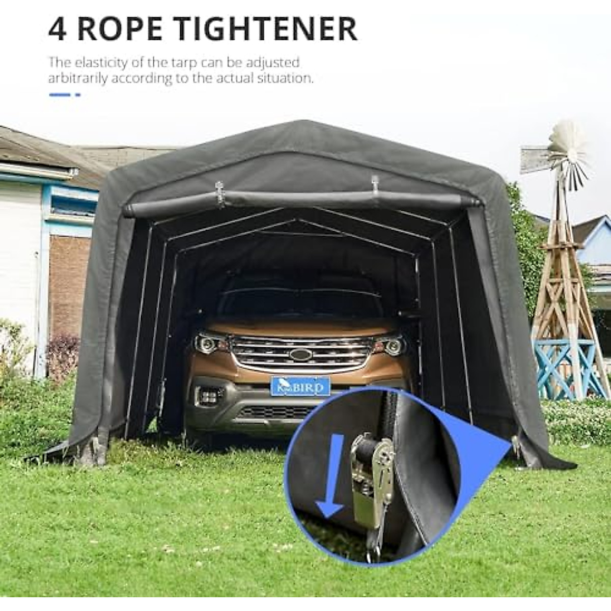 KING BIRD 10' x 20' Heavy Duty Anti-Snow Carport Outdoor Instant Garage Car Canopy with Reinforced Ground Bars