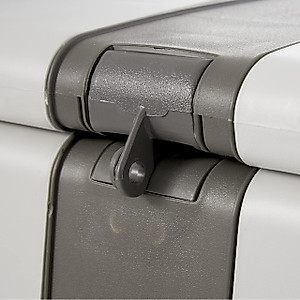 Homeplast Regular 52.83 Gallon Capacity Indoor Outdoor Heavy Duty Plastic Deck Box Storage Trunk for Pillows, Patio Cushions, and Firewood, Gray/Anthracite