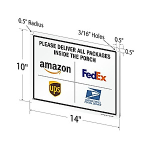 SmartSign 10 x 14 inch “Please Deliver All Packages Inside The Porch” Metal Sign with Delivery Logos, 40 mil Laminated Rustproof Aluminum, Multicolor, Made in USA