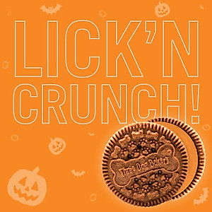 Three Dog Bakery Lick'n Crunch! Howl-o-ween Sandwich Cookies, Carob and Orange Pumpkin Spice Crème Flavor, Premium Treats for Dogs, 13 Ounces Each