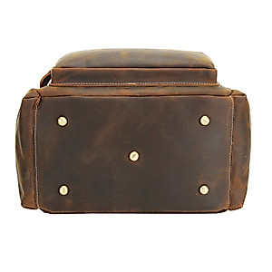 Polare Full Grain Leather 17.3‘’ Backpack Laptop Bag Camping Travel Rucksack Fits 15.6'' Laptop Dark Brown