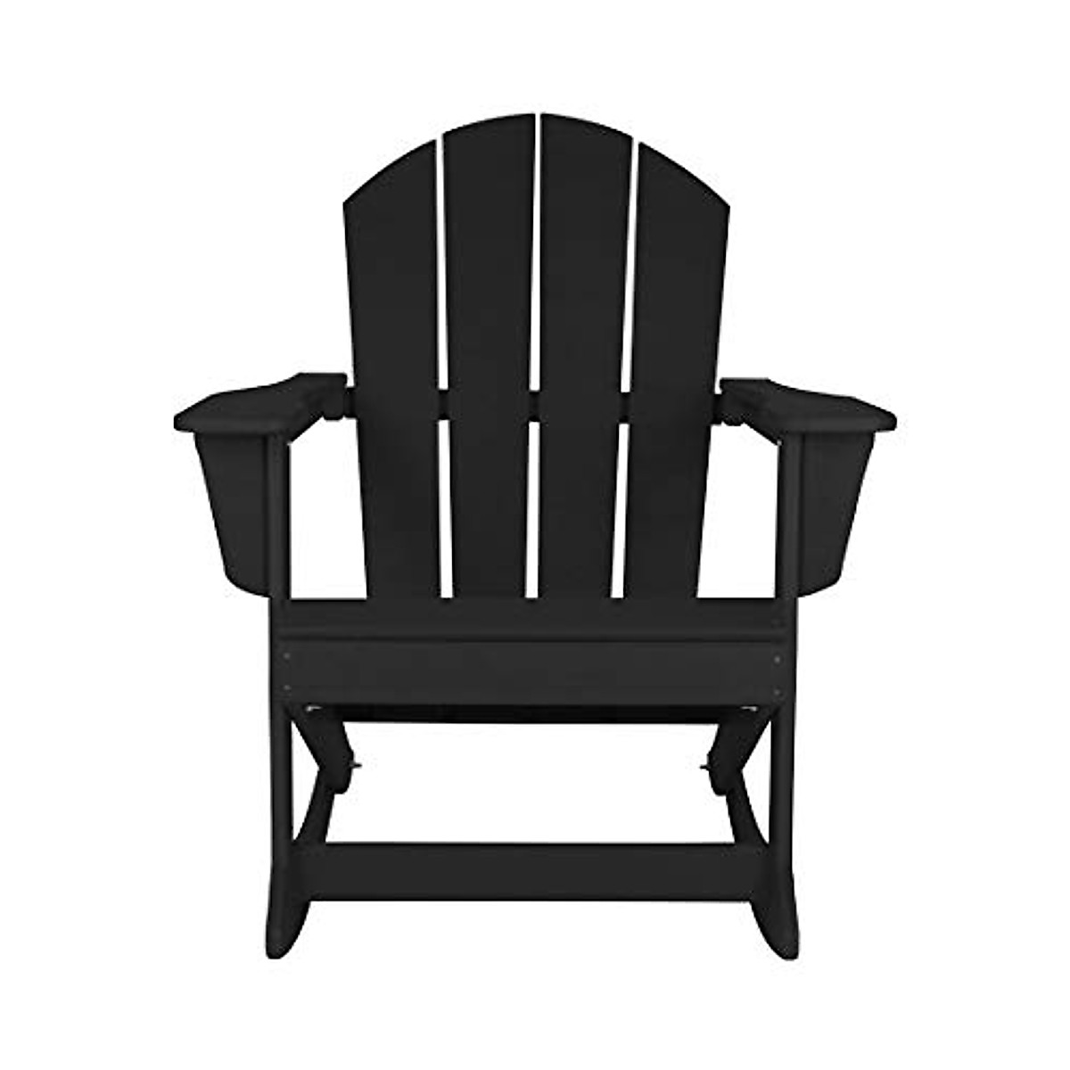 WO Home Furniture Patio Rocking Chair Set of 4 PCS Classic Outdoor HDPE UV Weather Resistant (Black)