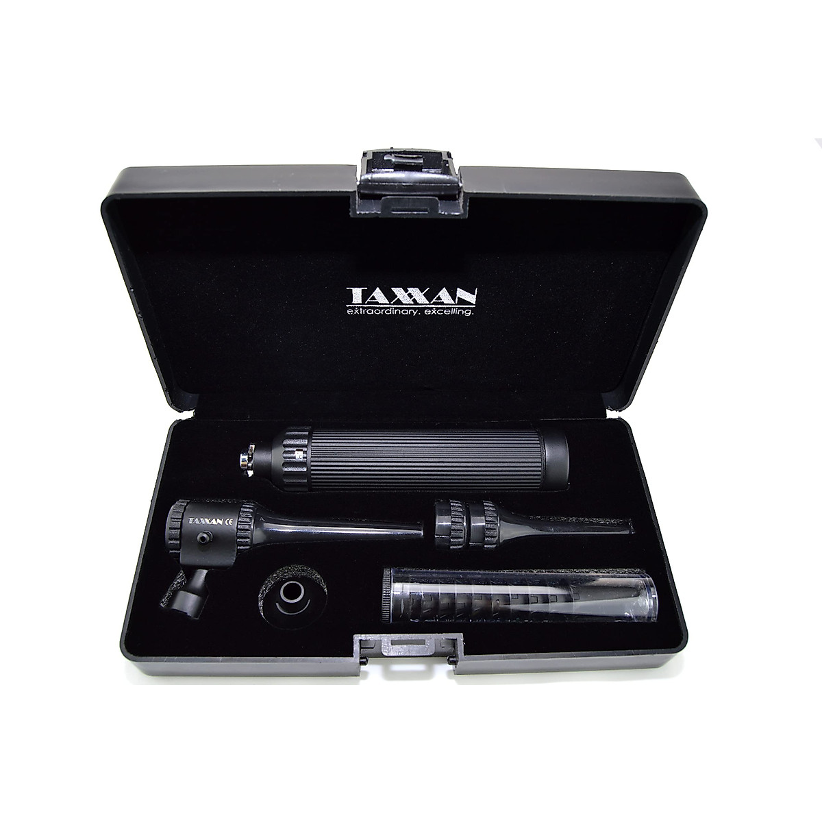 TAXXAN Veterinary Black Otoscope ENT Diagnostic Set with Metal Adapter to USE Standard Disposable Speculum …