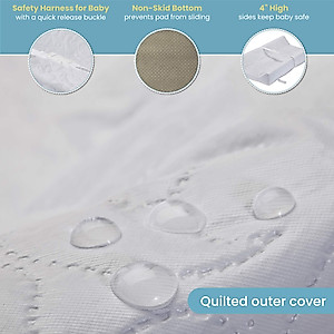 LA Baby Contoured Waterproof Diaper Changing Pad, 32" with Easy to Clean Quilted Cover - Made in USA. Non-Skid Bottom, Safety Strap, Fits All Standard Changing Tables/Dresser Tops