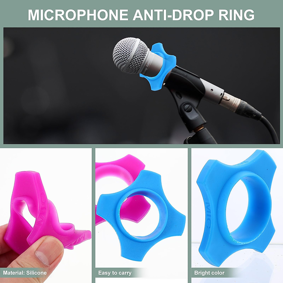 Microphone Accessories Rubber Handheld Microphone Rolling Protection Ring Anti- rolling Shakeproof Mic Protector For KTV Karaoke Random Color 10Pcs Mic Case