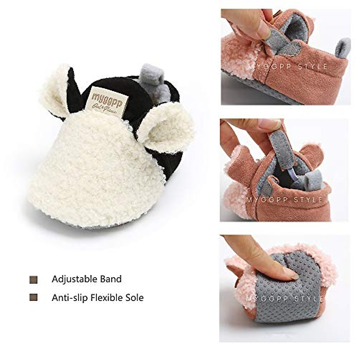 LAFEGEN Infant Baby Boys Girls Slipper Stay On Non Slip Soft Sole Newborn Booties Toddler First Walker Crib House Shoes 0-18 Months, 01 White, Baby Slipper 6-12 Months Infant