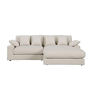 Lilola Home Mystic Beige Corduroy Reversible Sectional Sofa Chaise