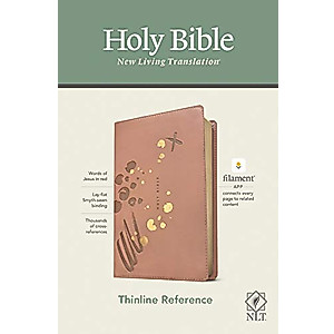 NLT Thinline Reference Holy Bible (Red Letter, LeatherLike, Brushed Pink): Includes Free Access to the Filament Bible App Delivering Study Notes, Devotionals, Worship Music, and Video