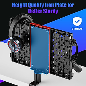 PUTORSEN Headphone and Controller Holder for Desk, Rotatable DIY Modular Headphones Holder & Controller Stand with Cable Hooks, Clamped Above/Under Desk for Xbox PS5 PS4 Switch Controller
