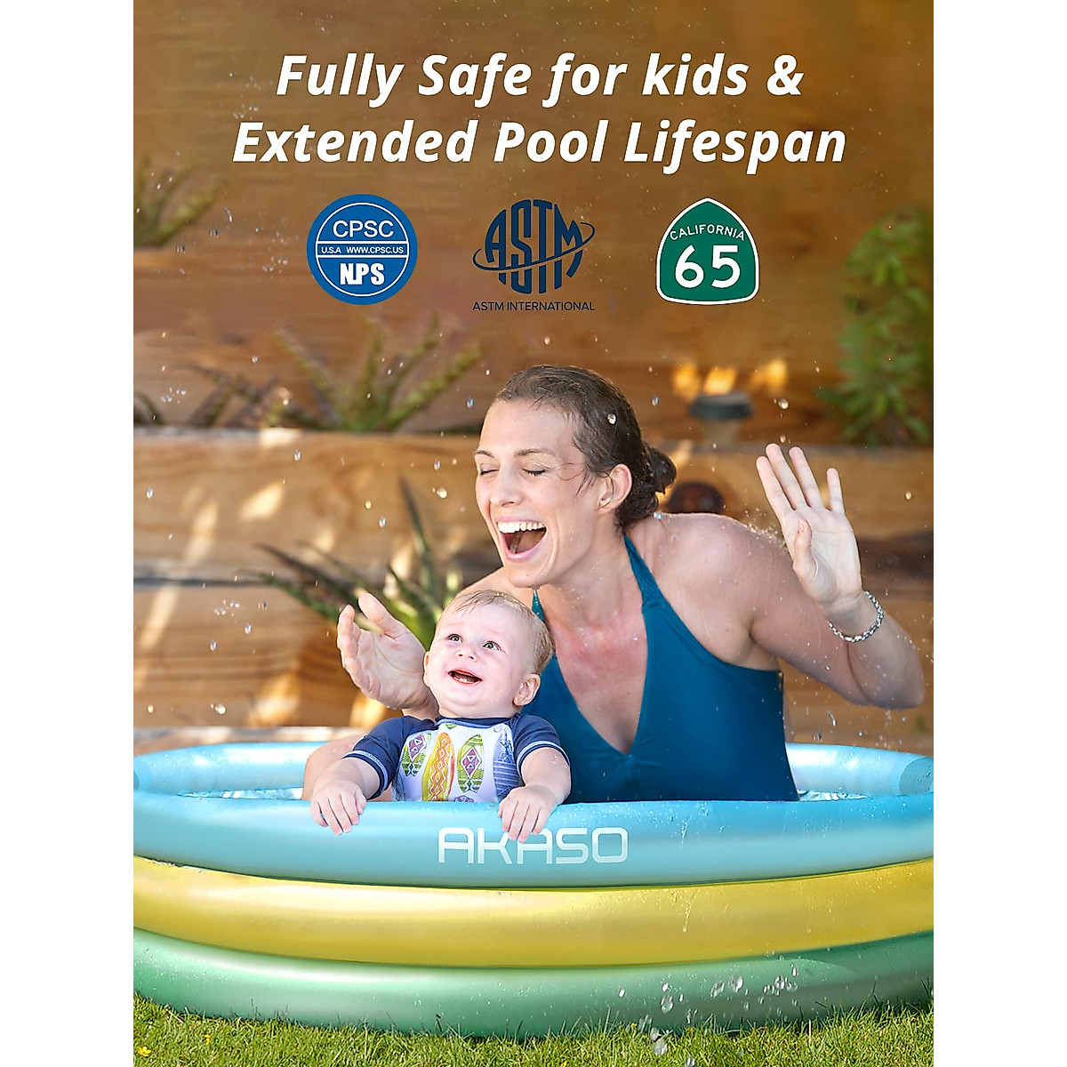 AKASO Kiddie Pools, 59'' x 13'', Inflatable Swimming Pools for Boys, Girls, Toddlers, Easy Set Up Inflatable Baby Ball Pit Pool for Ages 2+, Garden, Backyard, Outdoor Summer Water Party