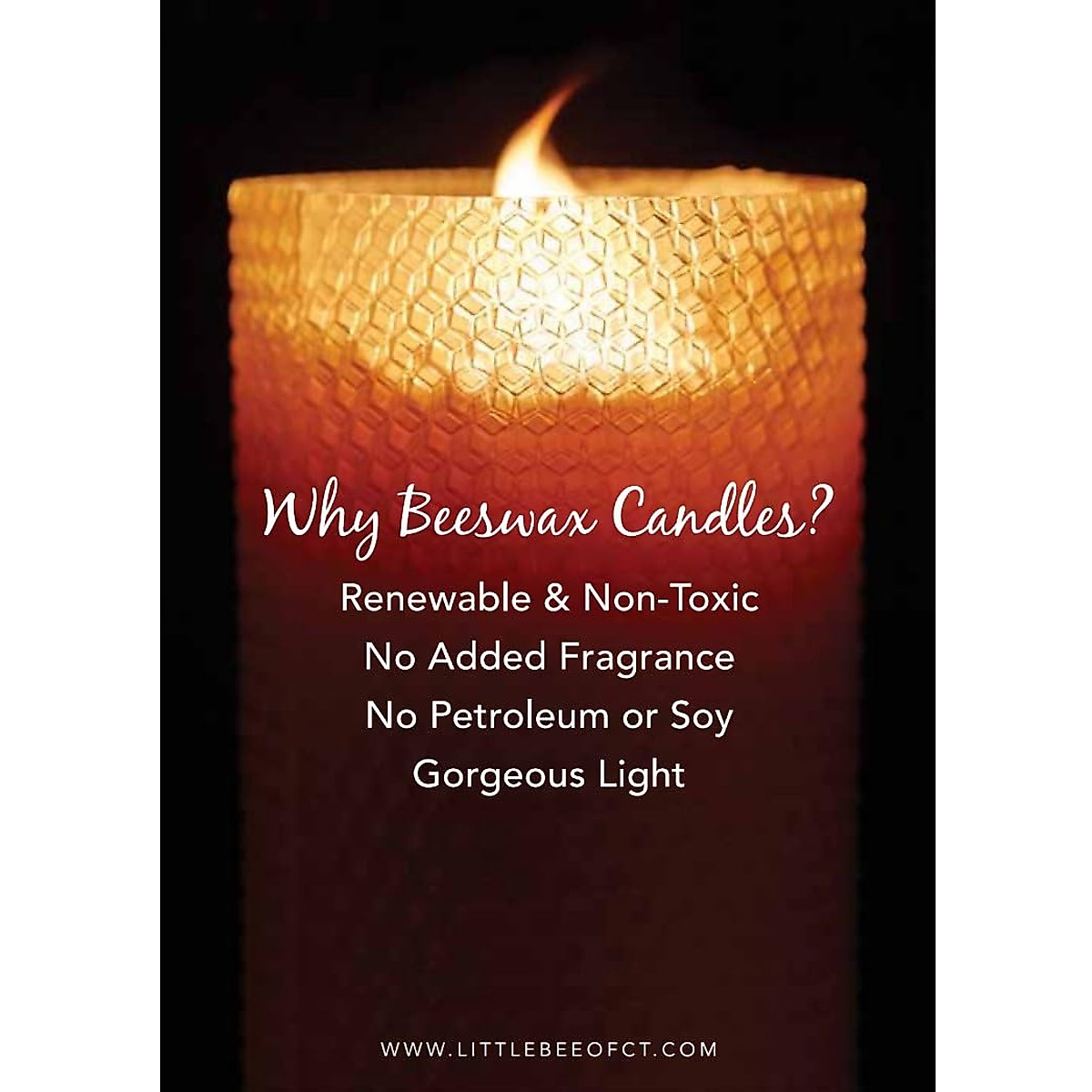 4 Inch x 4 Inch Hand Rolled Beeswax Pillar Candle by Little Bee of Connecticut