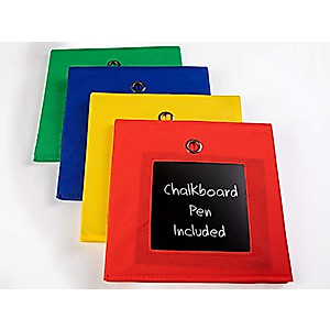 EIQOCCA NewHeightsHome Storage Cube Organizer with Chalkboard Label - 11 inch - Kids Toys, Books, Clothes - Perfect for Nursery, Bedroom, Playroom - 4 Colors - Collapsible Fabric Basket