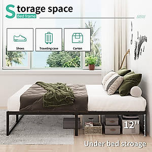 Lutown-Teen 14 Inch California King Bed Frames No Box Spring Needed Heavy Duty Metal Cal King Platform for Mattress Foundation, Noise Free, Easy Assembly, Black