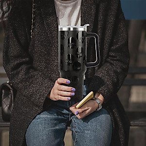 sxmluedn Goth Gifts Goth Tumbler Halloween Tumbler 40 Oz Skull Gifts Cup For Women Men Spooky Skeleton Travel Mug with Handle Lid and Straw