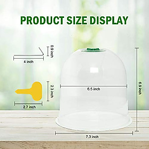 Vumdua Cloche Garden Dome, 6 Pack Plant Covers, Clear Plastic Dome, Humidity Domes for Seed Starting Greenhouse, Plant Dome with 18 Ground Securing Pegs & 10 Plant Label (7.3" D x 6.9" H)