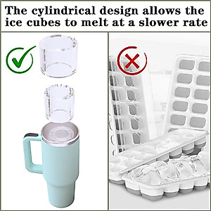 Ice Cube Tray For Stanley Cup 30-40 Oz,Silicone Stanley Ice Mold For Stanley Cup,Cylinder-Shaped Stanley Cup Ice Mold With Lid For Drinks, Coffee And Cocktails,Whiskey,Easy Fill And Release,BPA Free