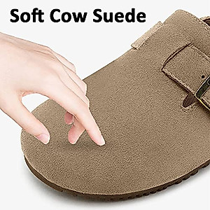 Boston Suede Clogs for Women Men Dupes Unisex Arizona Delano Slip-on Potato Shoes Footbed Cork Clogs and Mules