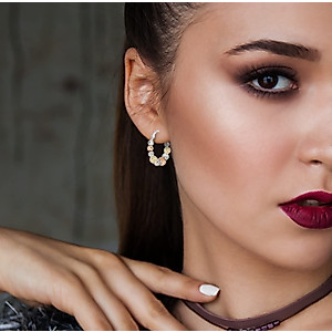 Savlano 925 Sterling Silver Beaded Round Hoop Earrings – 18K Gold Tri Color Plated Hoop Earrings for Women - Made In Italy Comes with Savlano Gift Box