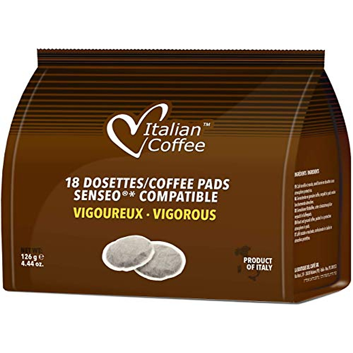 Italian Coffee pads compatible with Senseo (Vigorous, 180 Pads)