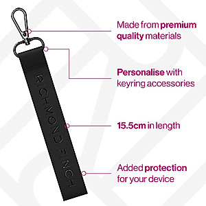 Richmond Finch Cell Phone Wrist Strap, 6.1 Inch Lanyard Smartphone Strap Holder for Wrists, Mobile Tether with Detachable Strap Accessory, Wireless Charging Compatible, Nylon with Metal Details, Black
