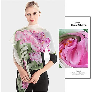 Acotavie Scarfs for Women Lightweight Print Floral Pattern Scarf Fashion Scarves Sunscreen Wraps Shawls (Lotus&Green)