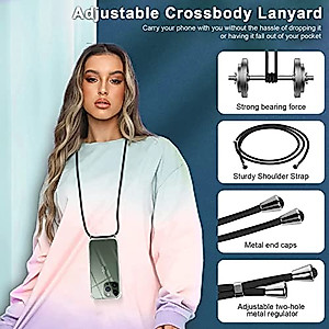 Vauki Crossbody Case for iPhone 13 Pro Clear Silicone Phone Case for iPhone 13Pro 6.1" with Lanyard Neck Cord Strap, Soft TPU Shockproof Protective Transparent Cover Case - Black Necklace