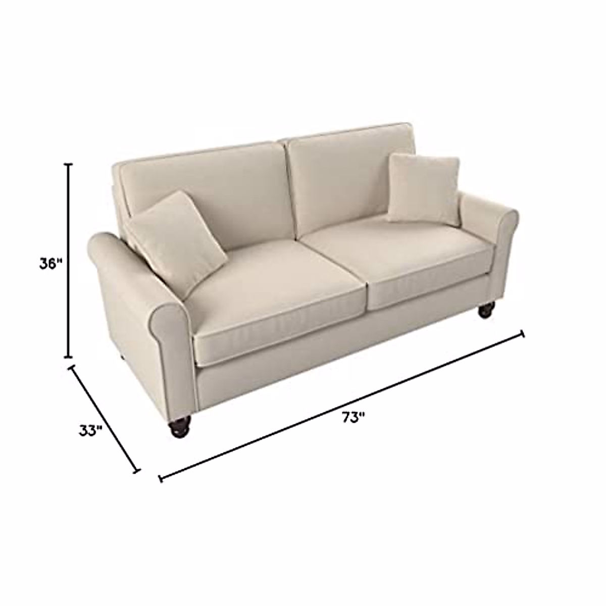 Bush Furniture Hudson Sofa, 73W, Cream Herringbone